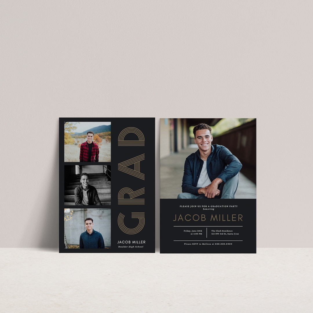 Modern Graduation Invitation 2025 Template, Masculine Graduation ...