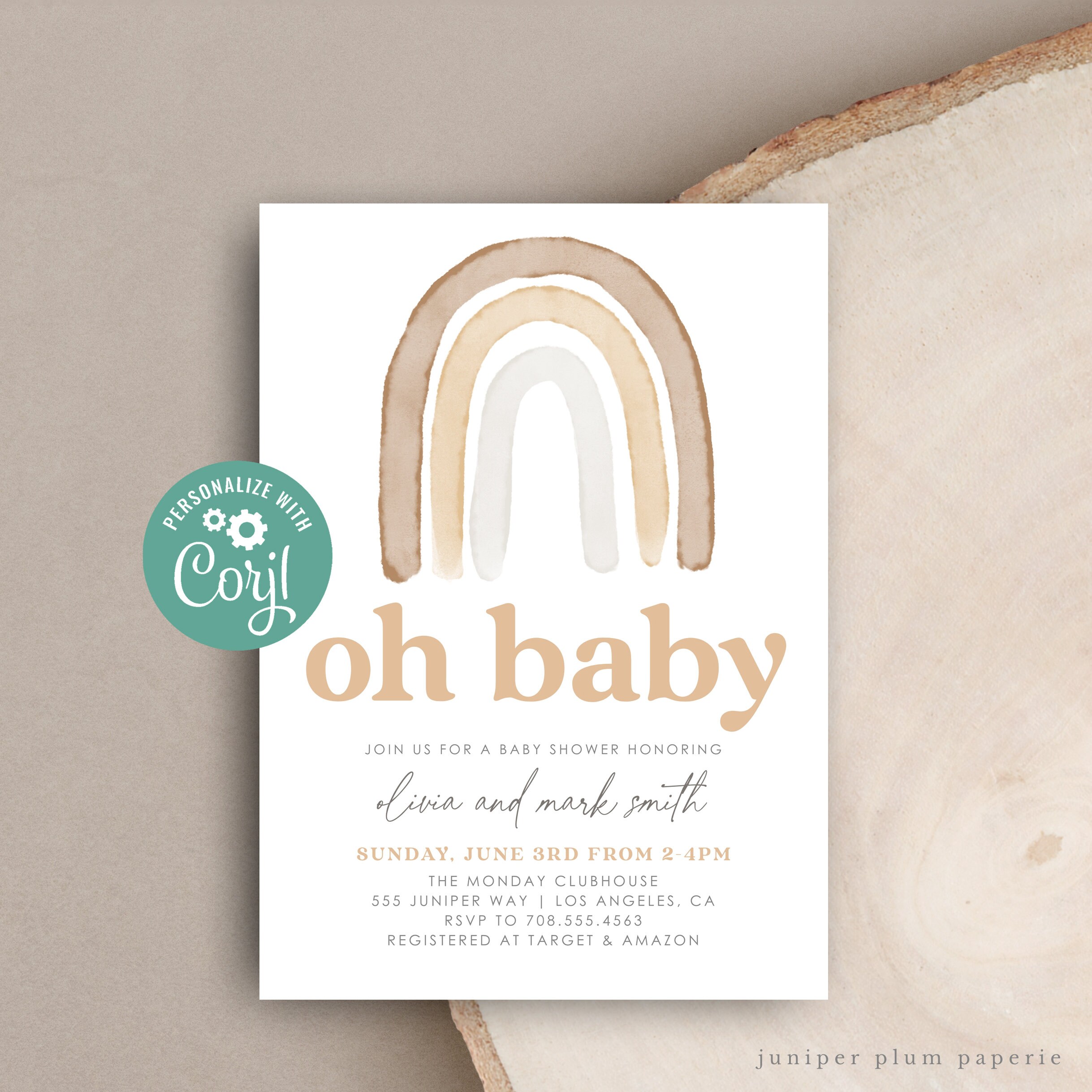 BOHO Rainbow Baby Shower Invitation Package, Boho Boy Baby Shower ...