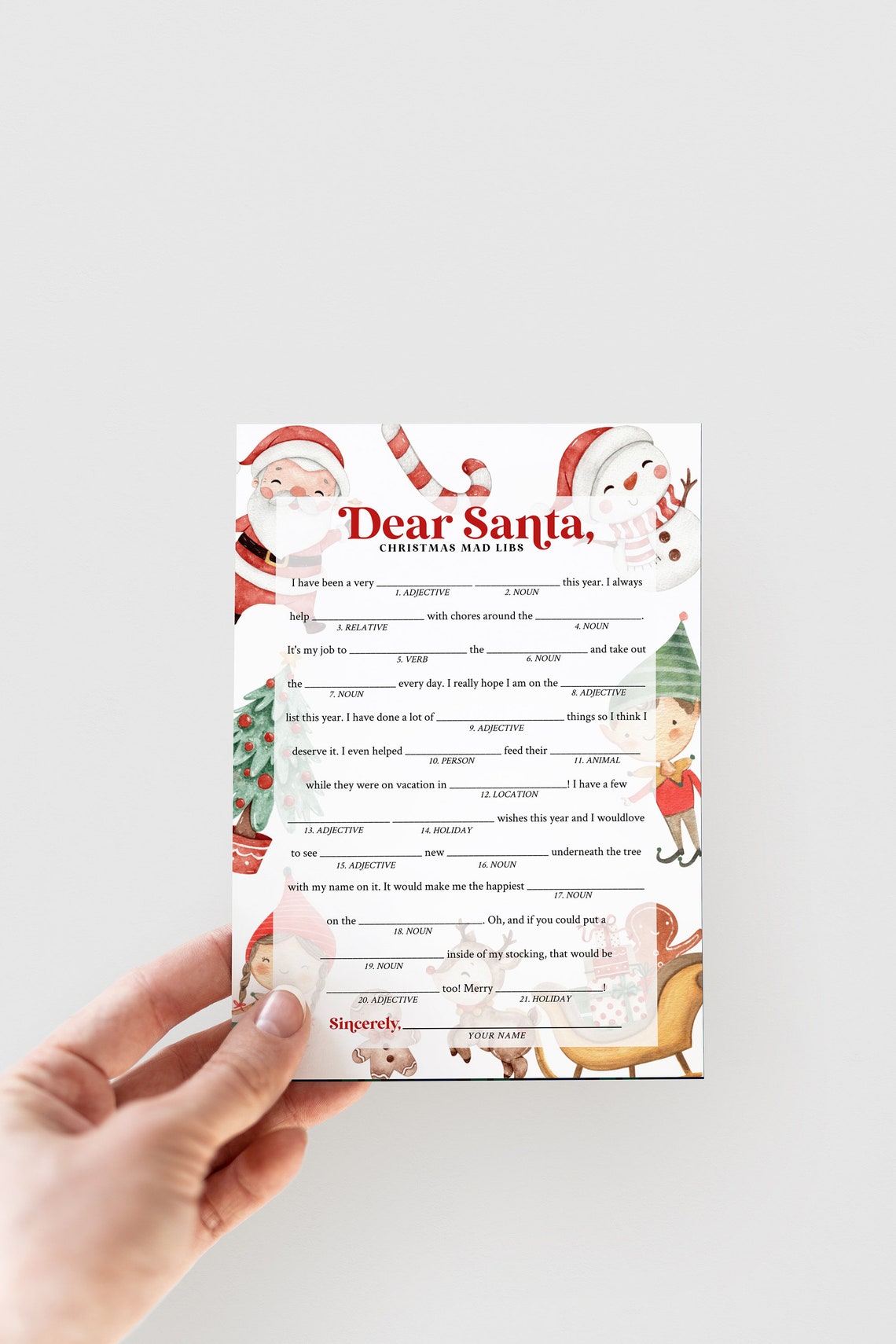 Kids Christmas Mad Libs Game, Funny Holiday Game, Printable Dear Santa ...