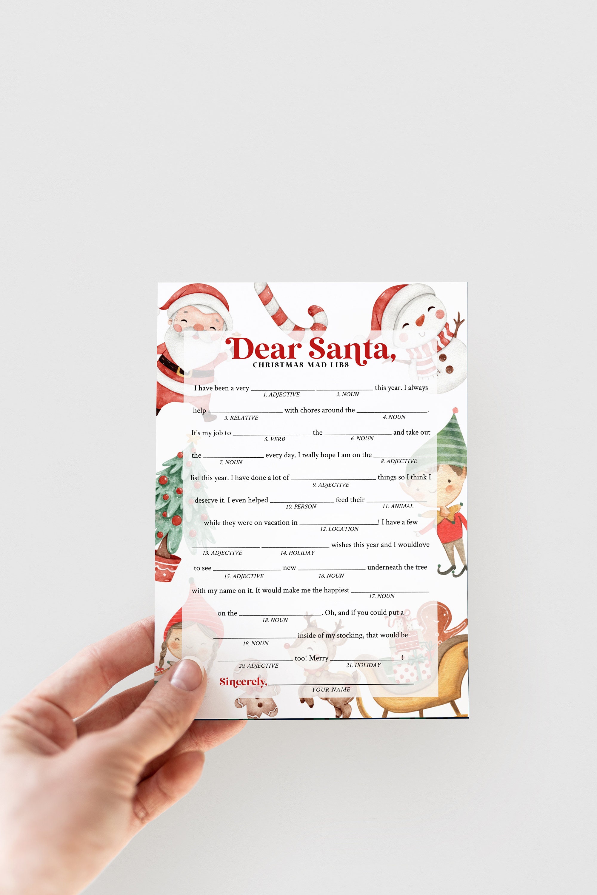 Kids Christmas Mad Libs Game, Funny Holiday Game, Printable Dear Santa ...
