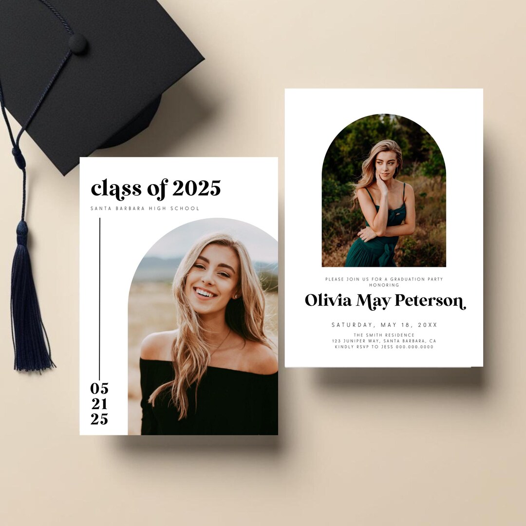 Graduation Invitation 2025 Template, Minimalist Graduation Announcement ...