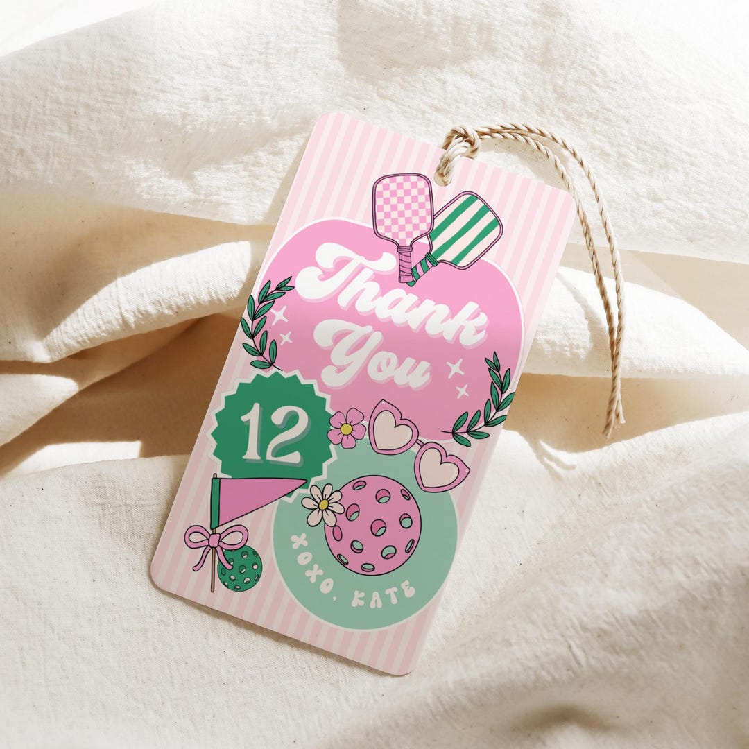 Kate Pickleball Birthday Favor Tag – Editable 2x3.5 Canva Template ...