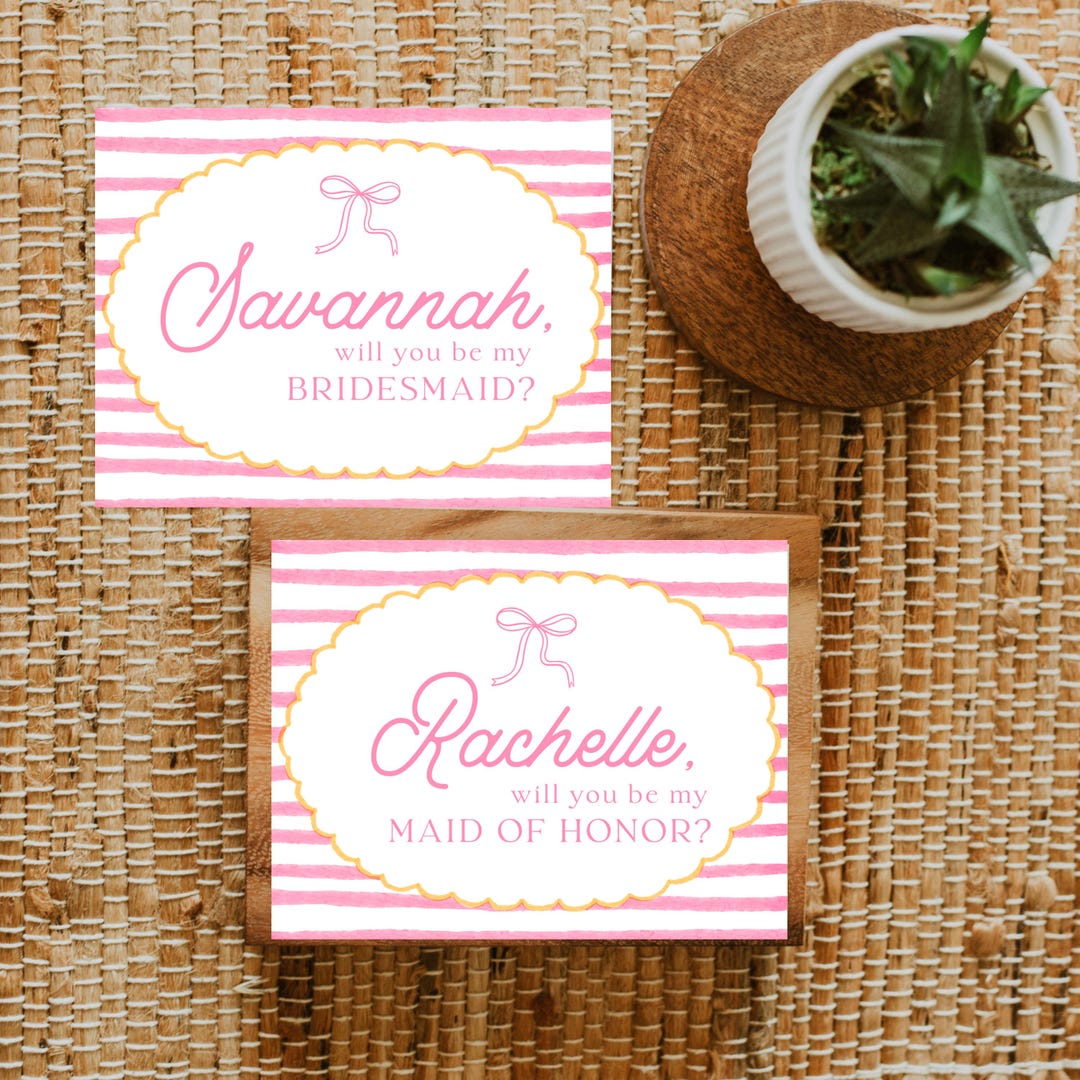 Isla Bridesmaid Proposal Card Template | Editable A6 Canva Design ...