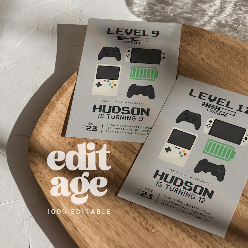 Modern Gamer Editable Video Game Birthday Invitation, Gamer Boy ...