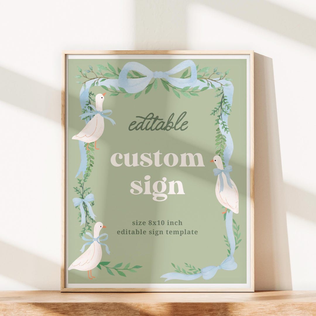 Silly Goose Baby Shower Sign – Editable Canva Template – Custom 8x10 ...