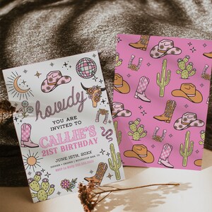 Howdy 21st Birthday Cowgirl Party Template, Howdy Editable Invitation ...