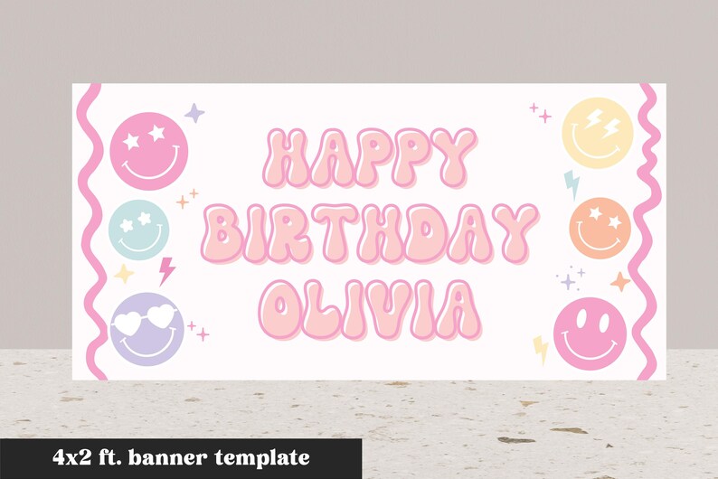 Editable Smile Face Birthday Banner Template, Smile Face Birthday ...