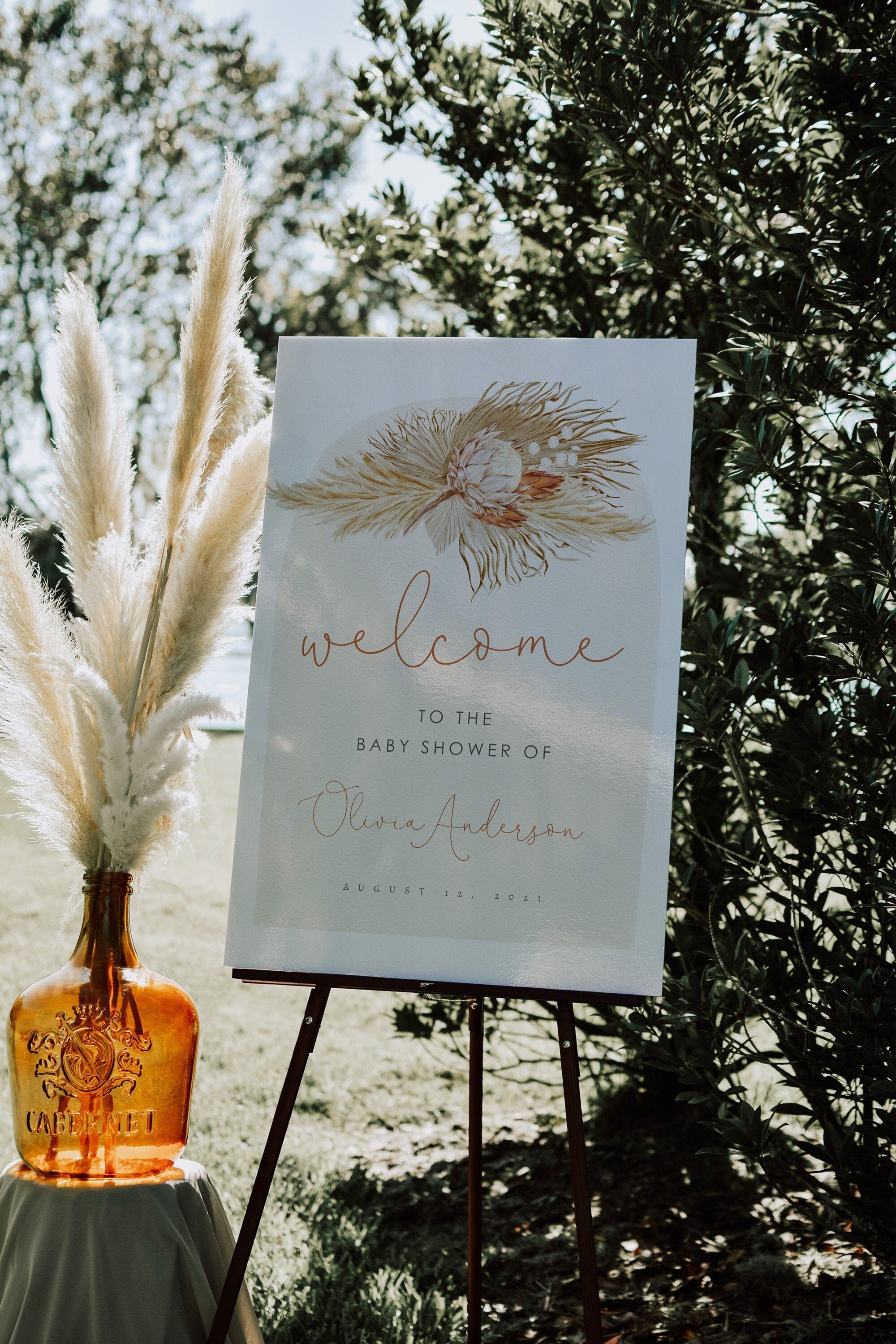 Boho Pampas Grass Welcome Sign Welcome sign baby shower | Etsy