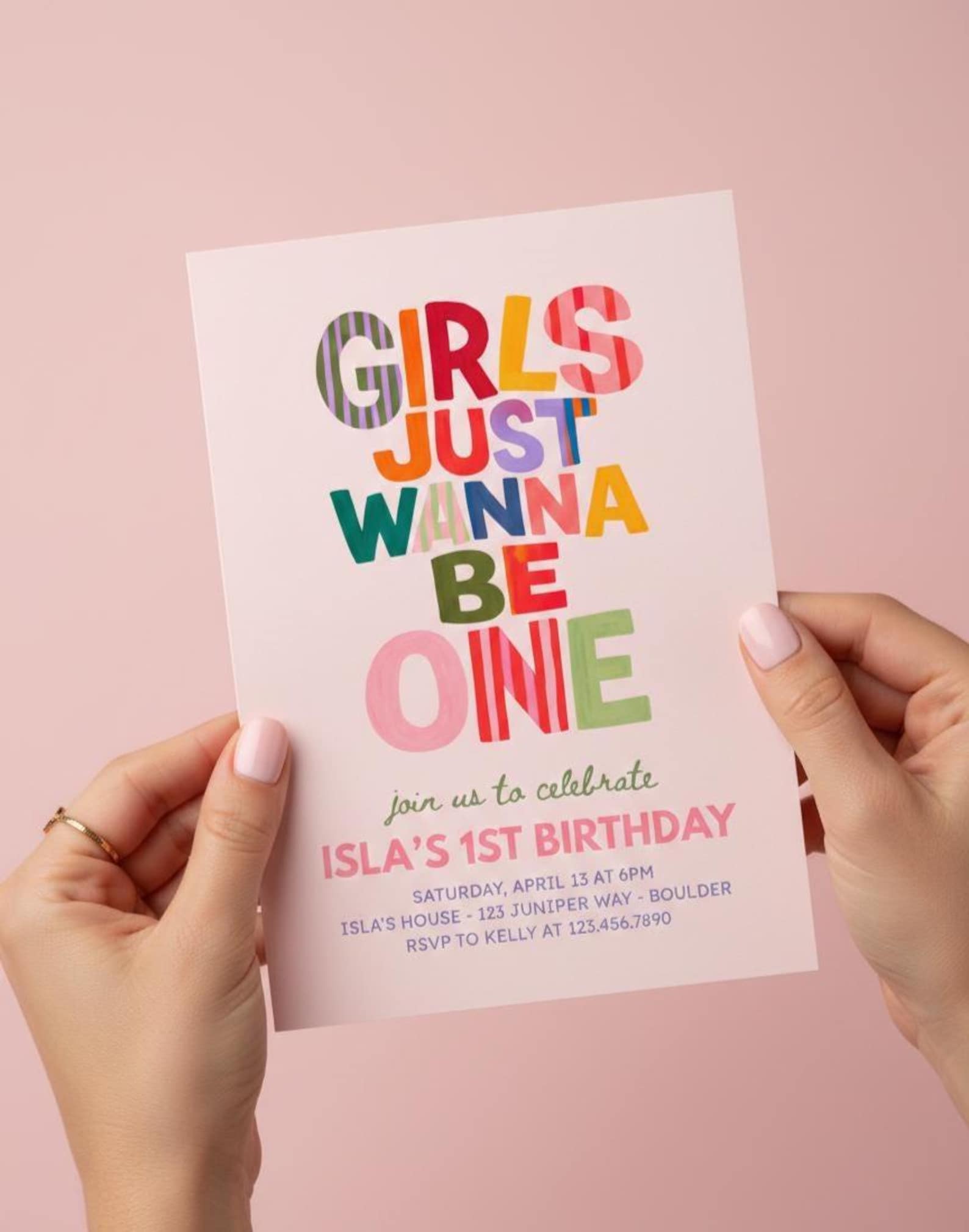 Girls Just Wanna Be One Birthday Invitation, 1st Birthday Girl Invite ...