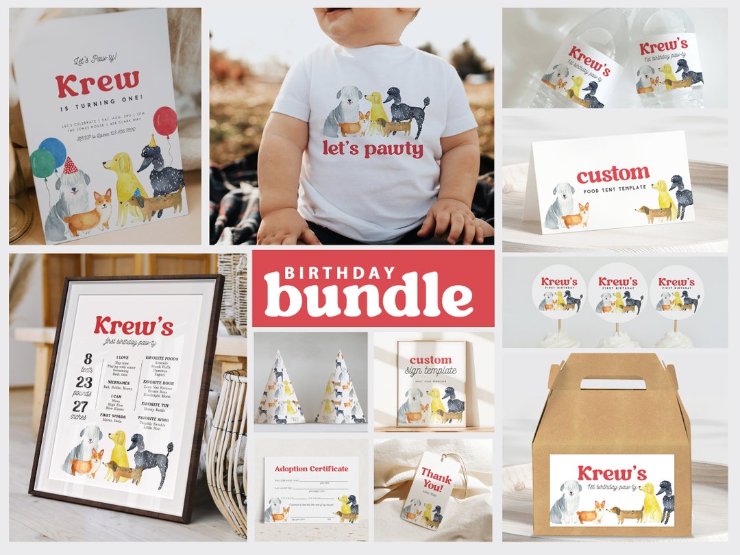 Editable Puppy Birthday Party Bundle | Printable Dog Birthday ...
