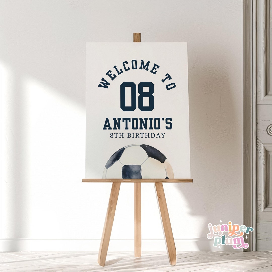 Soccer Birthday Welcome Sign Template Modern Soccer Boy Birthday Party ...
