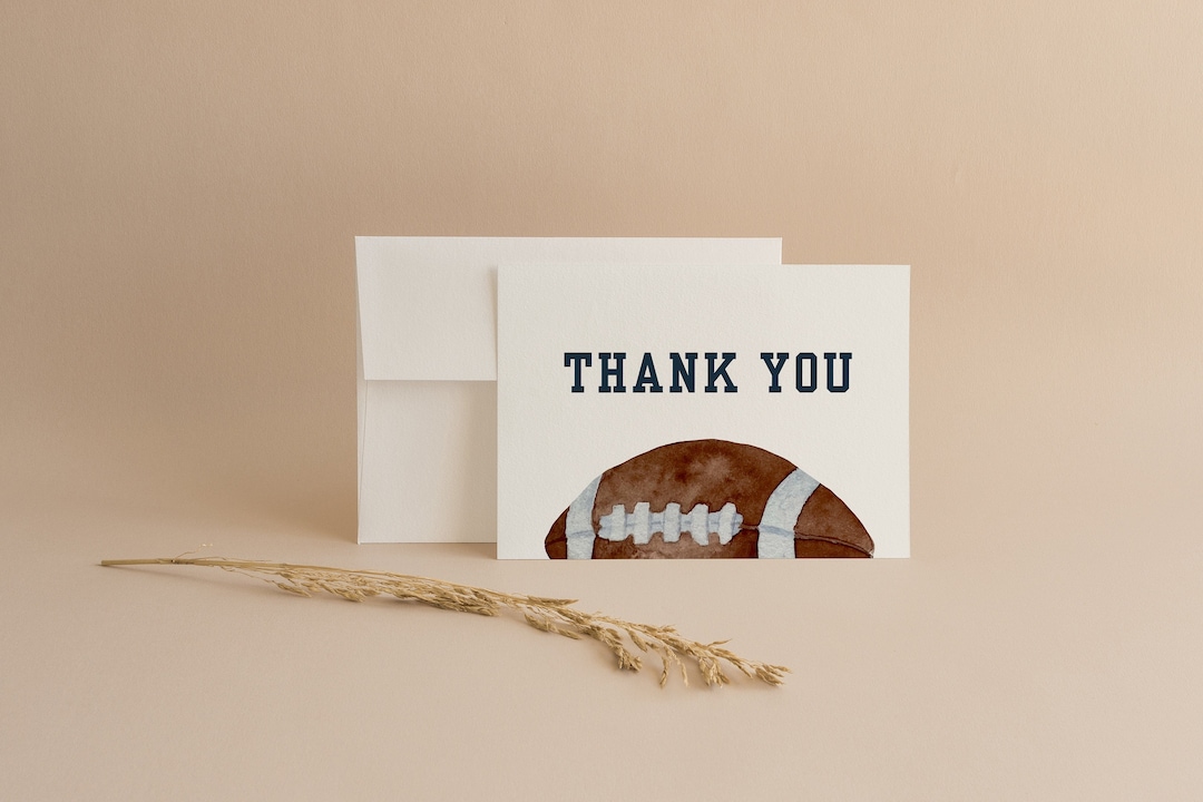 Football Thank You Card Template, Football Party Thank You Card ...