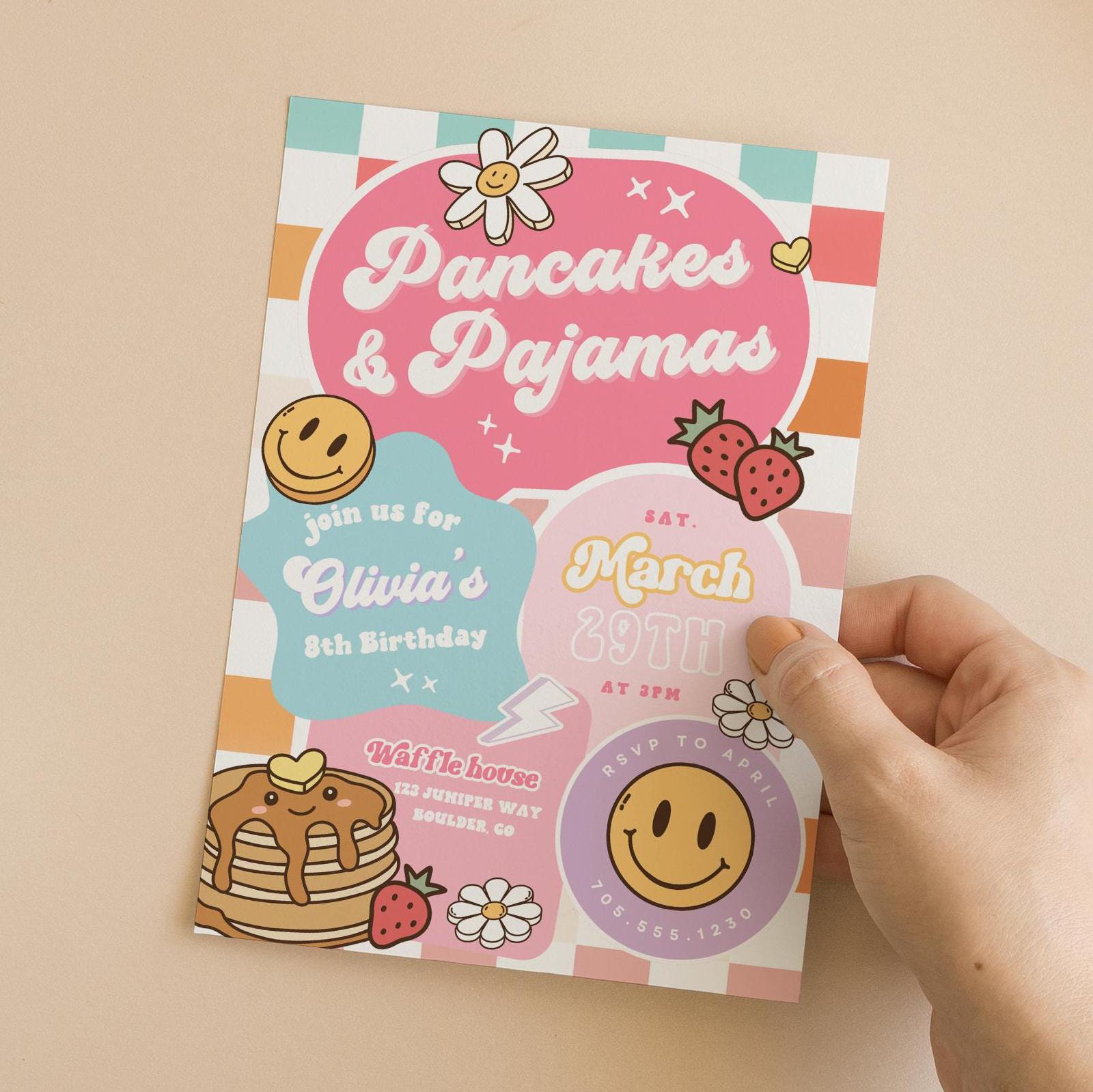 Pancakes and Pajamas Birthday Party Invitation Template ANY AGE Daisy ...