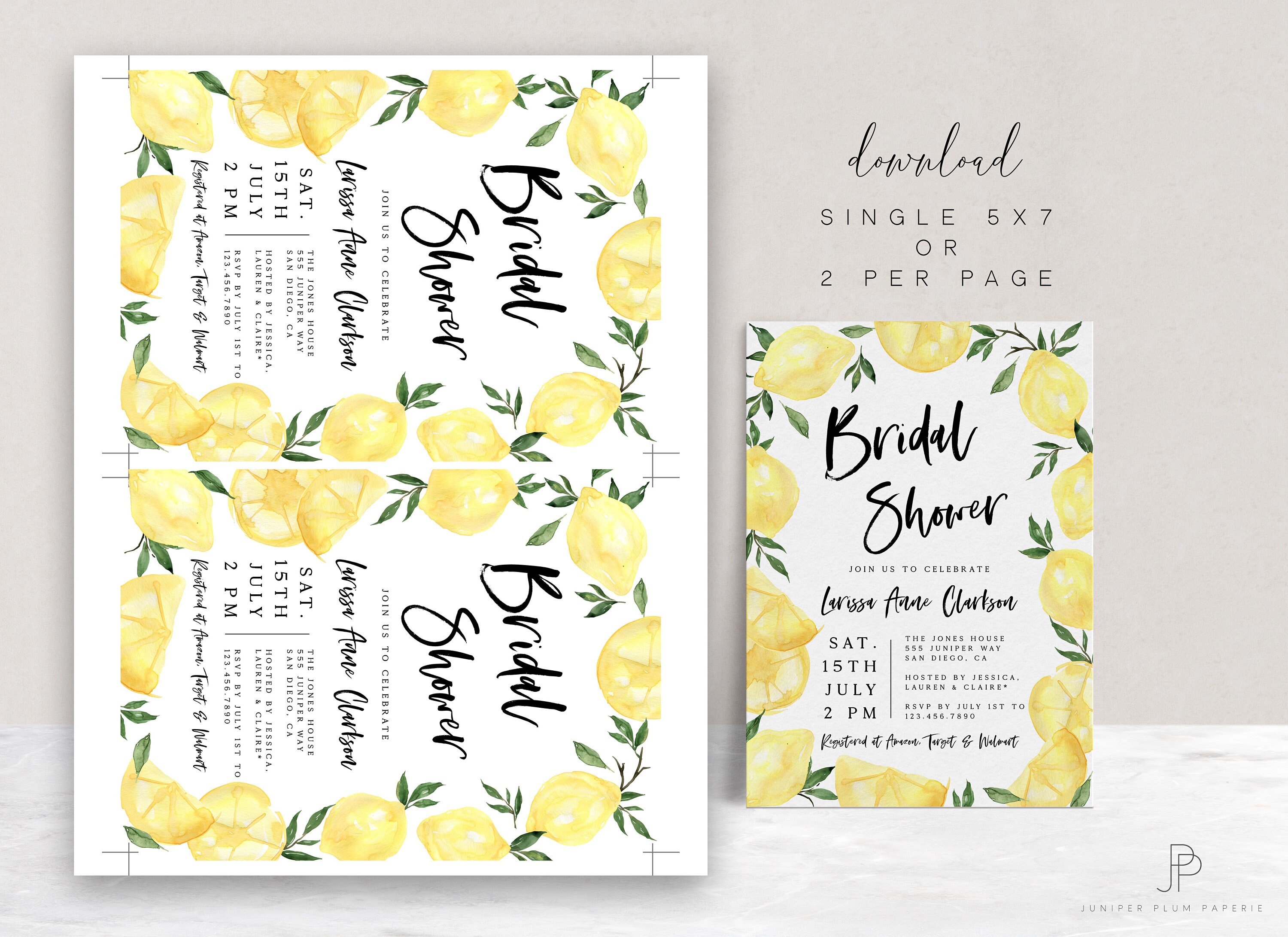 Lemon Bridal Shower Invitation Editable Bridal Shower or - Etsy