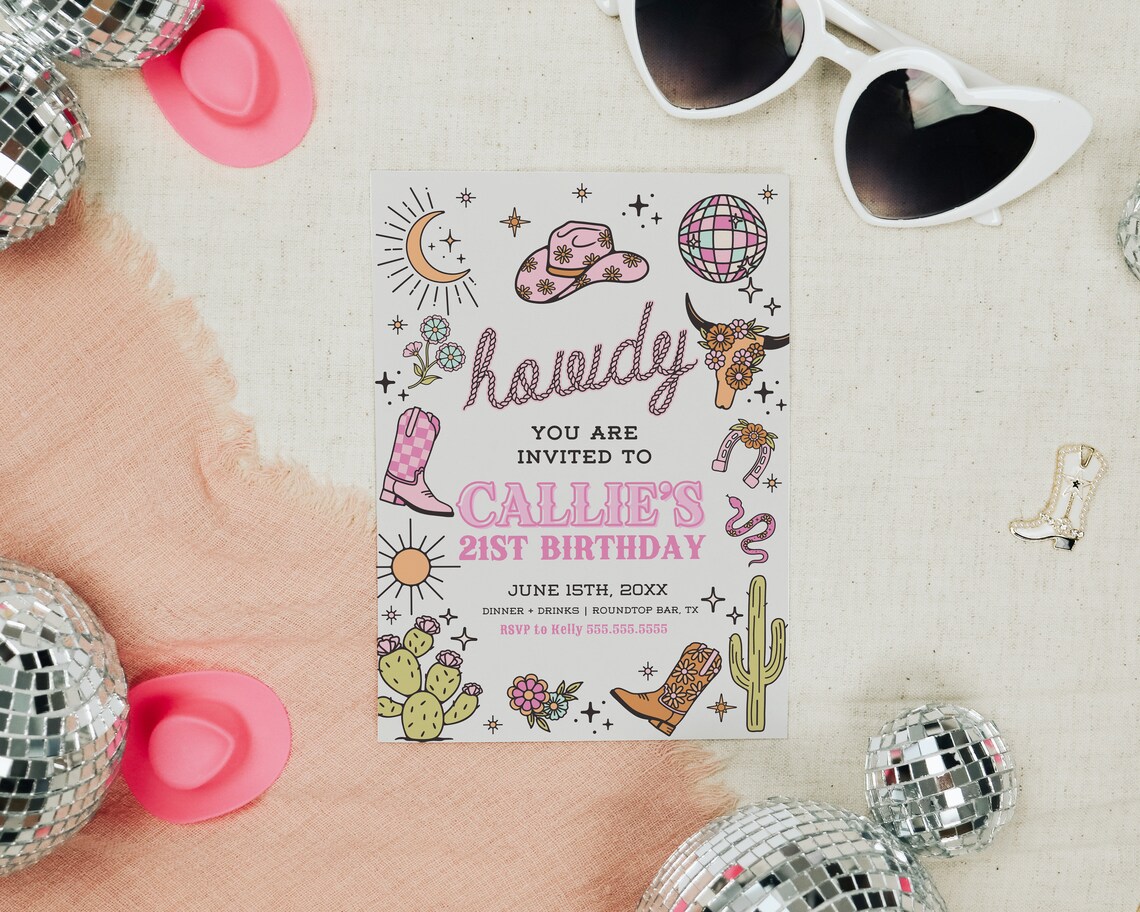 Howdy 21st Birthday Cowgirl Party Template, Howdy Editable Invitation ...