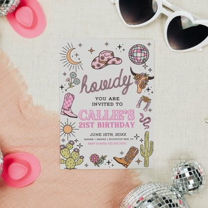 Howdy 21st Birthday Cowgirl Party Template, Howdy Editable Invitation ...