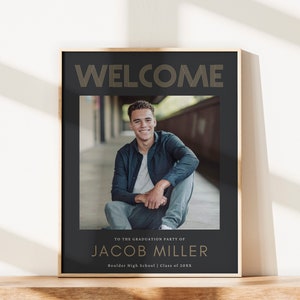 Modern Graduation Welcome Sign Template, Masculine Graduation Welcome ...