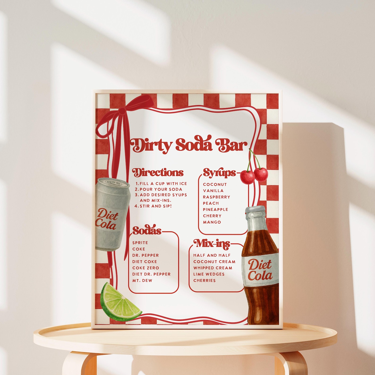 Red Bow Soda Bar Sign Template, Ready to Pop Baby Shower Soda Bar Sign ...