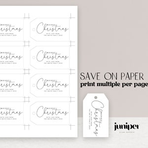 Merry Christmas Tag, Christmas Script Tag, Holiday Gift Tag Template ...