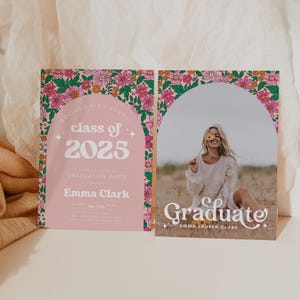 Wildflower Graduation Photo Collage Template, Graduation Party Decor ...