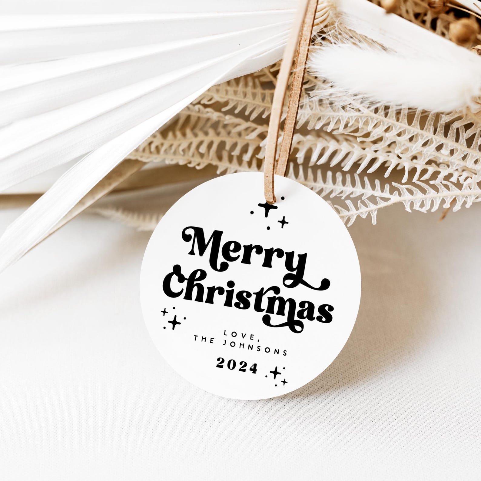 Retro Christmas Tag Template, Personalized Christmas Favor Tag ...