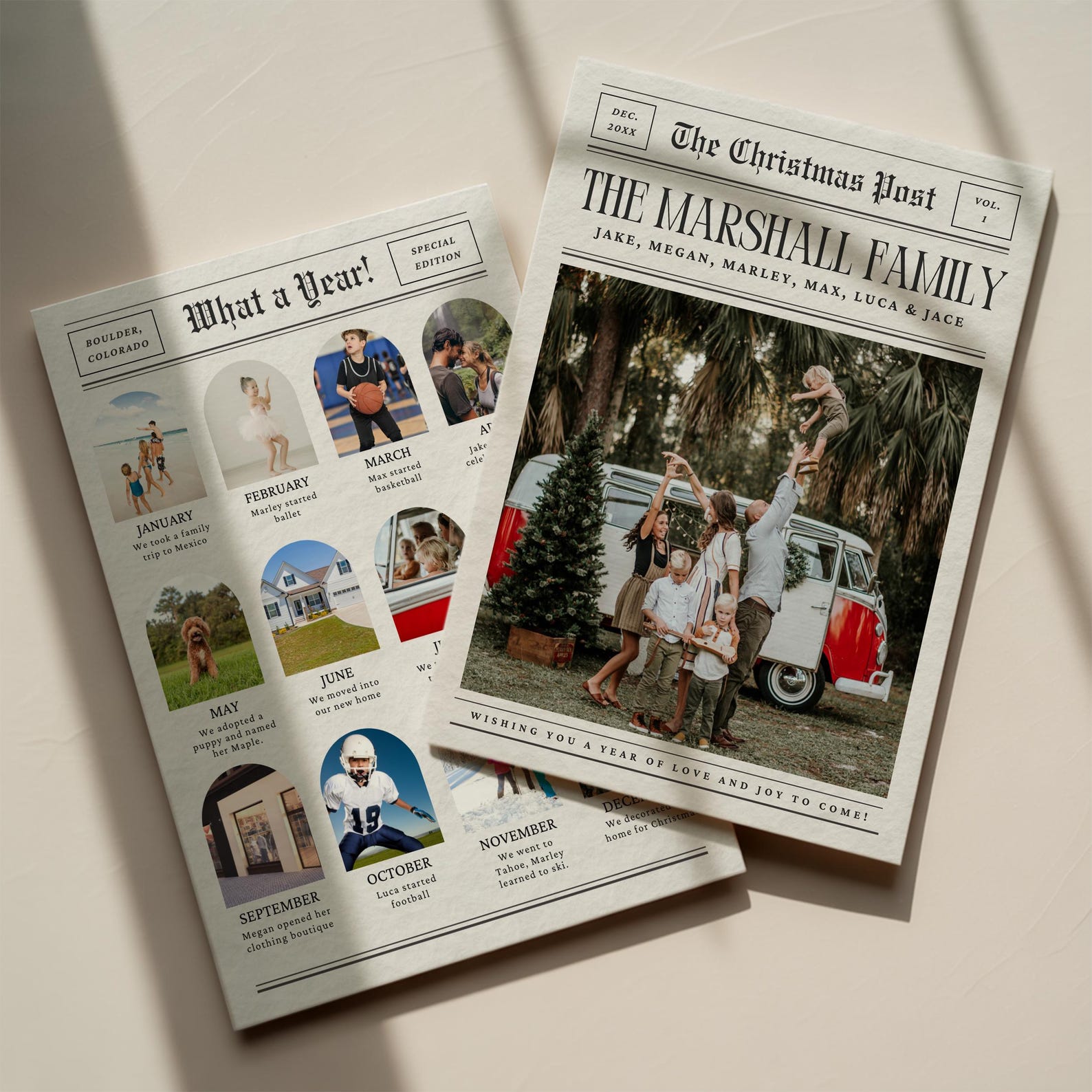 Christmas Newsletter Template Editable, Year in Review Christmas Card ...