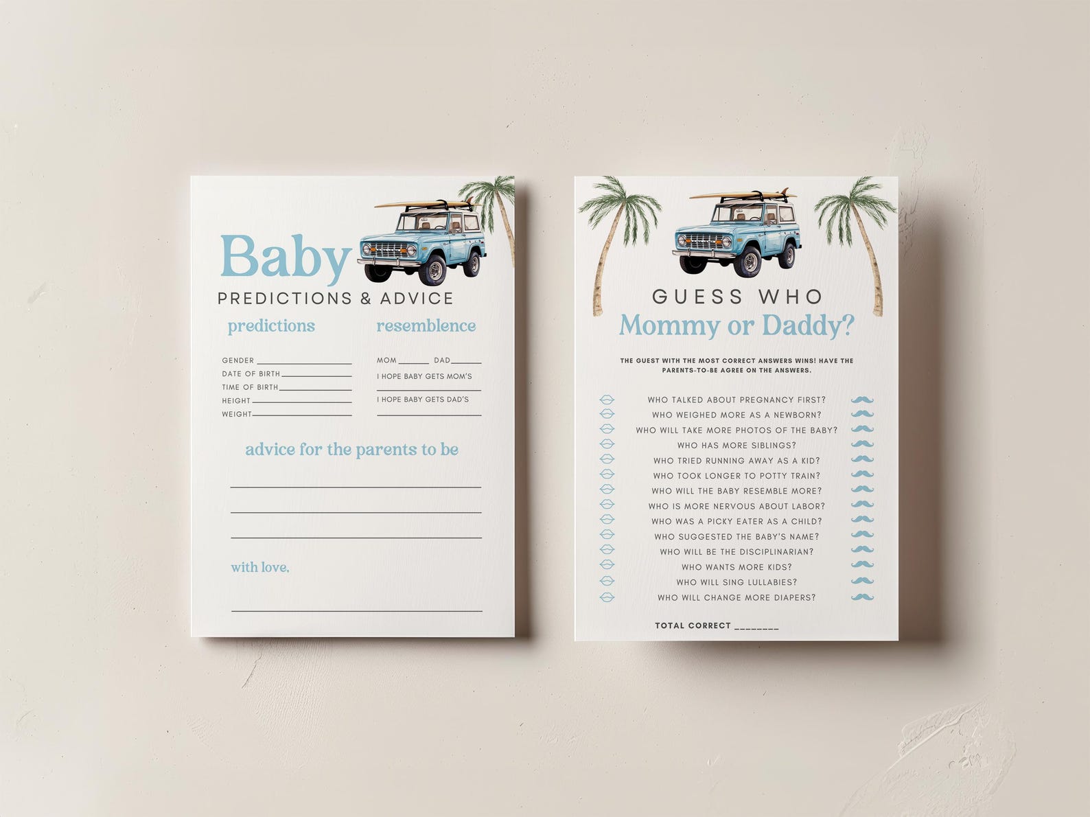 Boy Baby Shower Games, Baby Predictions Advice, Mommy or Daddy Game ...