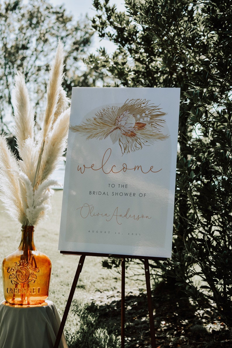 Boho Pampas Grass Welcome Sign Welcome Sign Bridal Shower Etsy