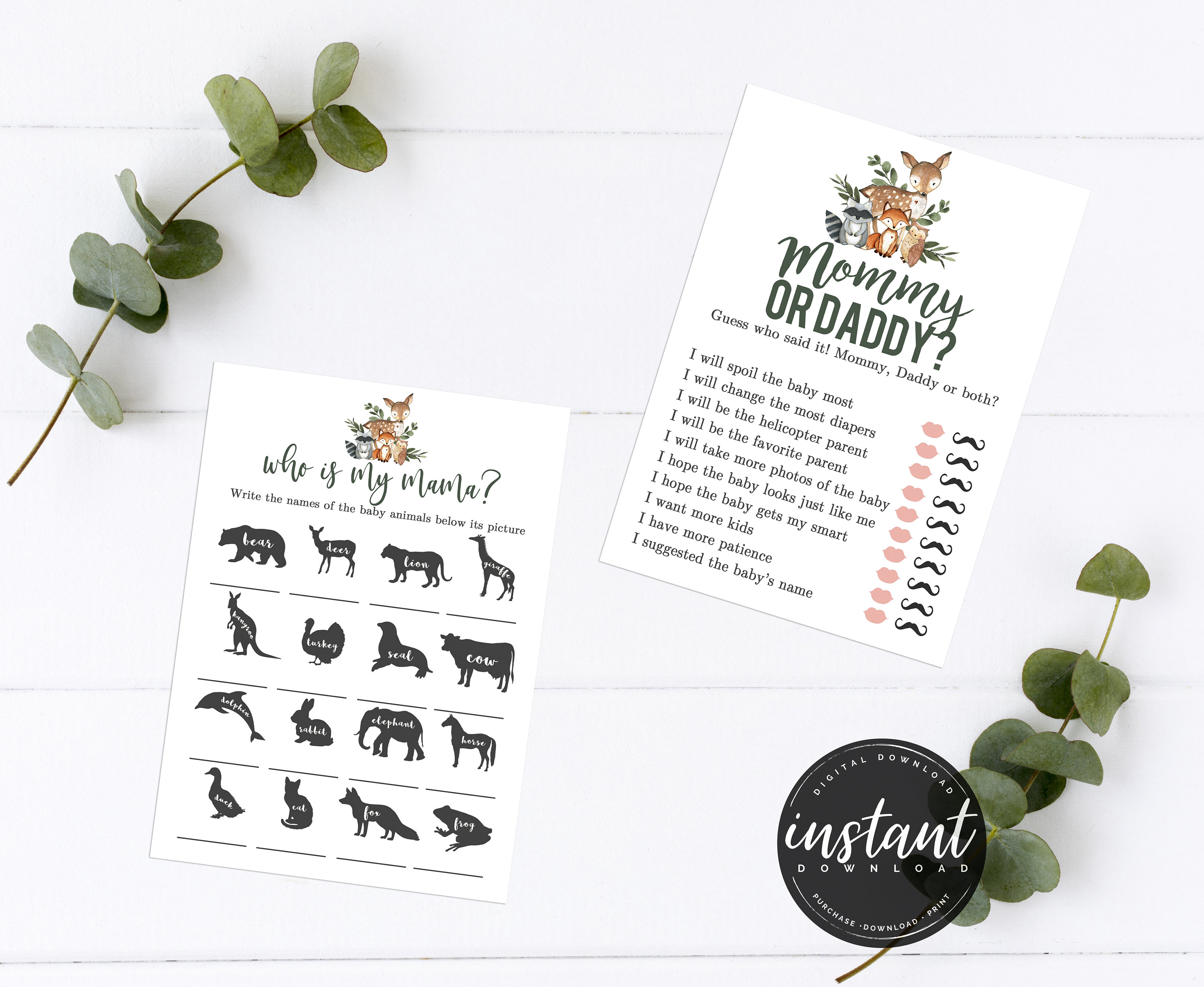 Woodland Baby Shower Games Bundle Woodland Animal Baby Shower | Etsy Canada