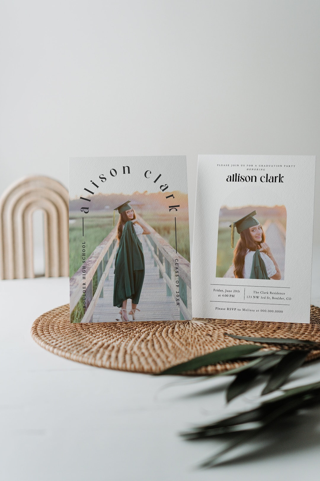 Arched Name Graduation Announcement Template, Minimalist Graduation Announcement, Modern Class ...