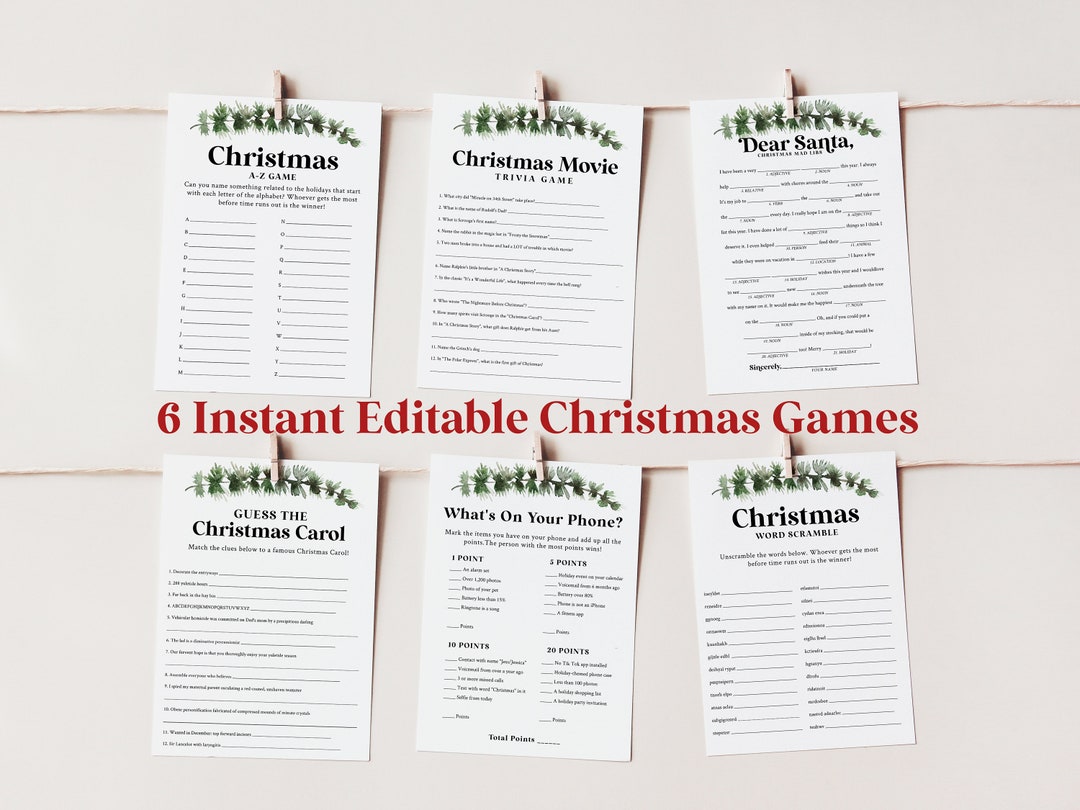 Christmas Game Bundle, Holiday Party Games, Family Fun, Editable ...