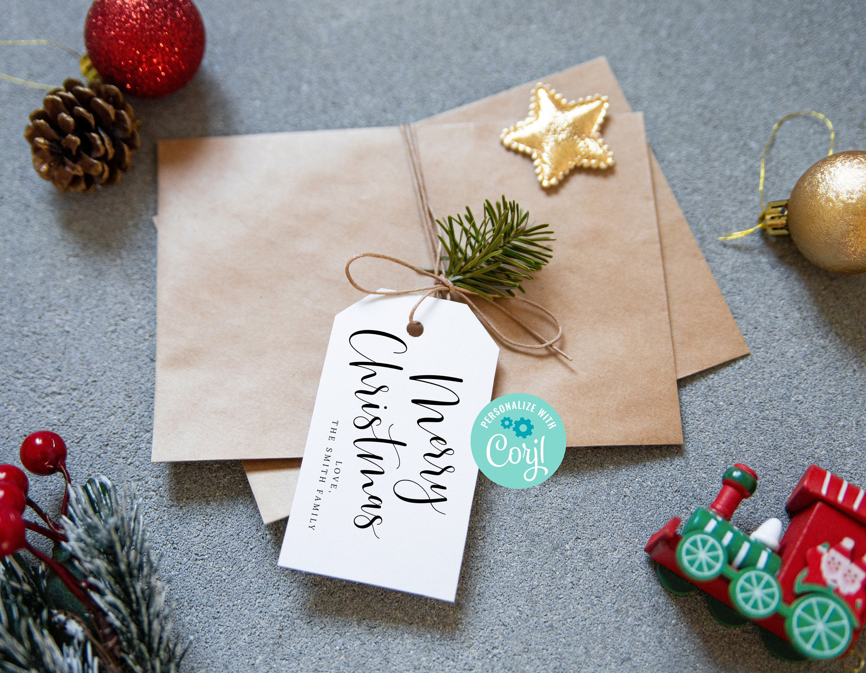 Christmas Tag Template, Personalized Christmas Favor Tag Printable ...