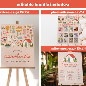Cottagecore Birthday Bundle Editable Template, Girl Garden Party, Cozy ...
