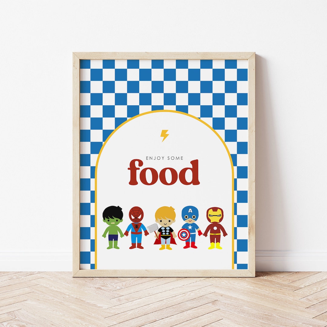Modern Superhero Food Sign Superhero Birthday Food Table Sign Party ...