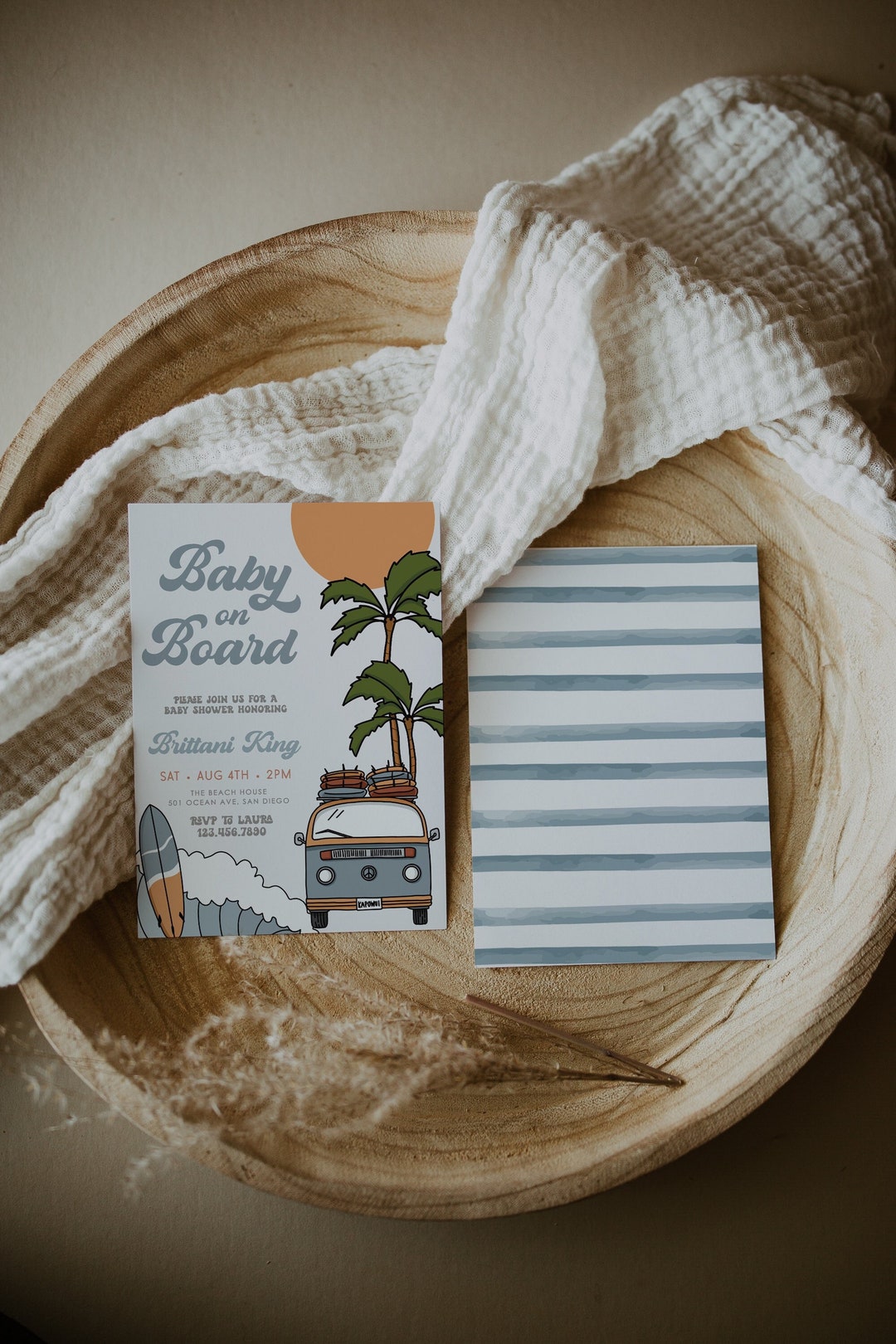 KOA Baby on Board Invitation, Surf Baby Shower Invite, Boy Baby Shower ...