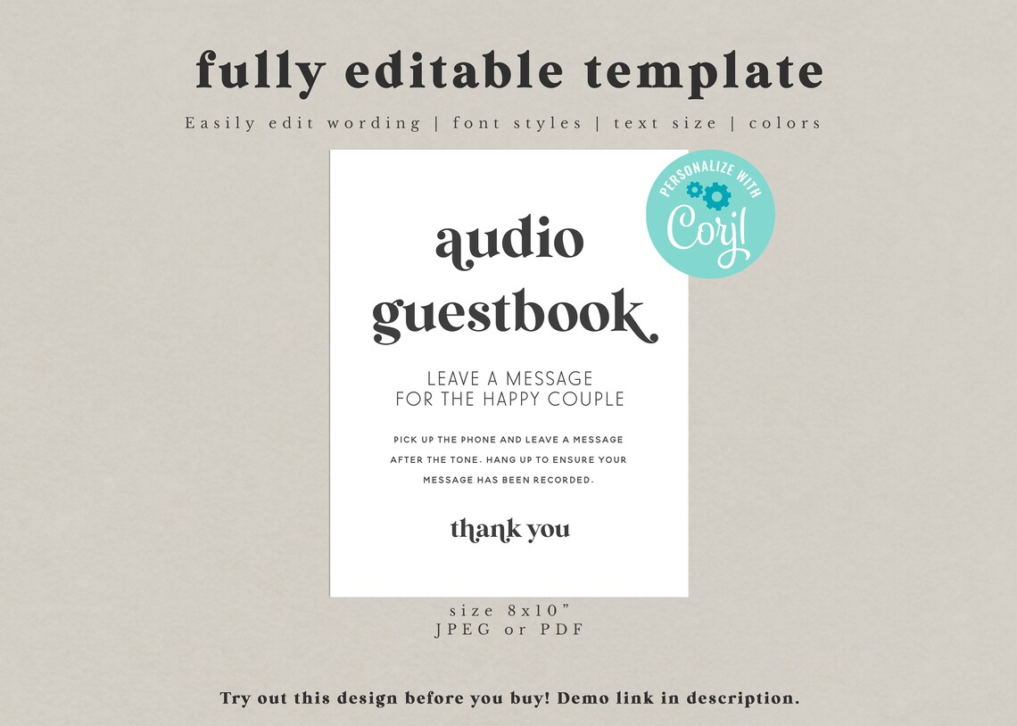 Modern Audio Guest Book Sign Telephone Guestbook Leave a - Etsy
