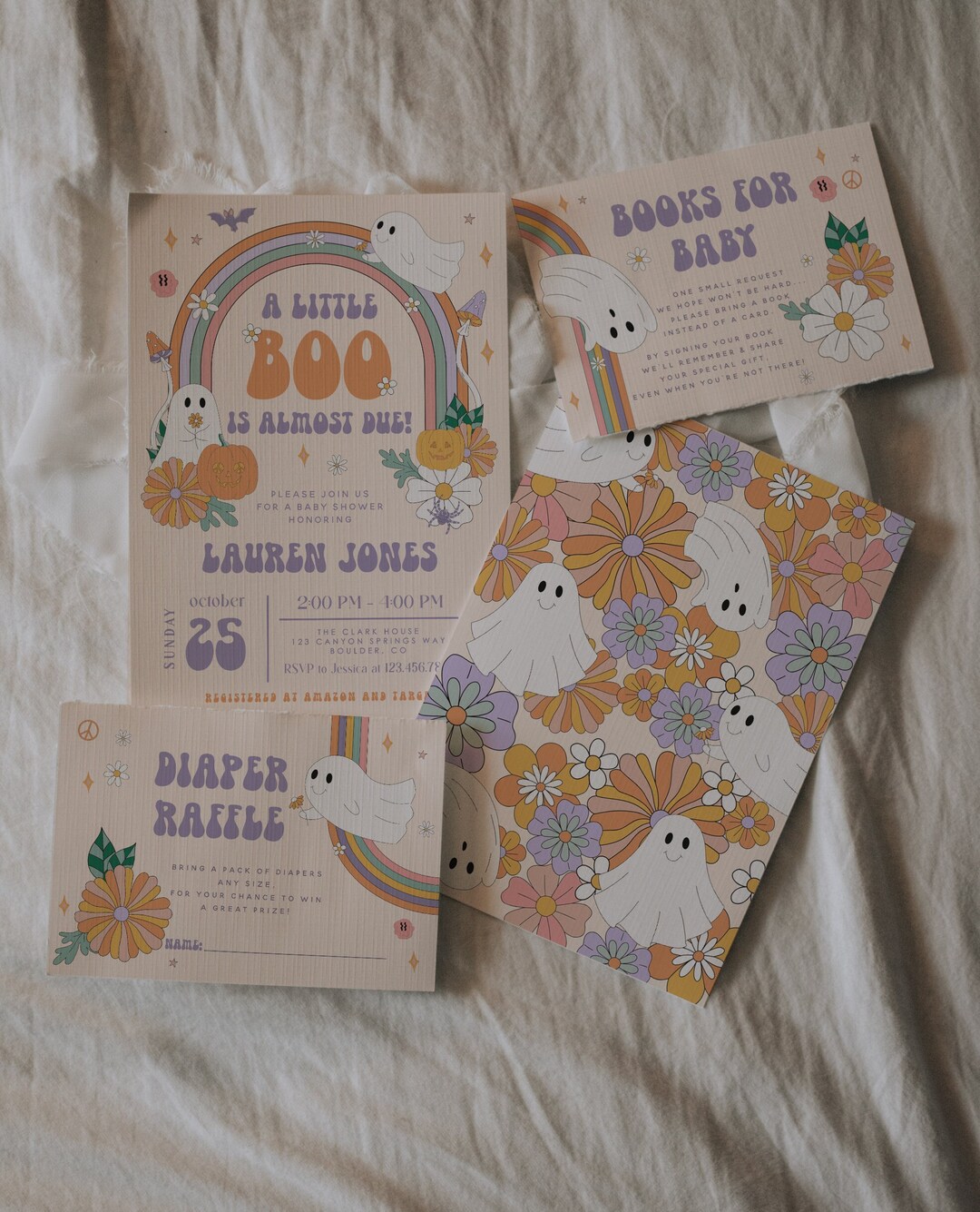 Little Boo Baby Shower Invitation Set, Halloween Baby Shower Suite ...