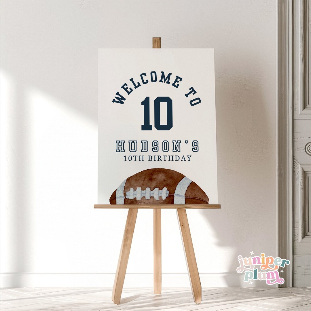 Football Birthday Welcome Sign, Football Party Decorations, Editable ...