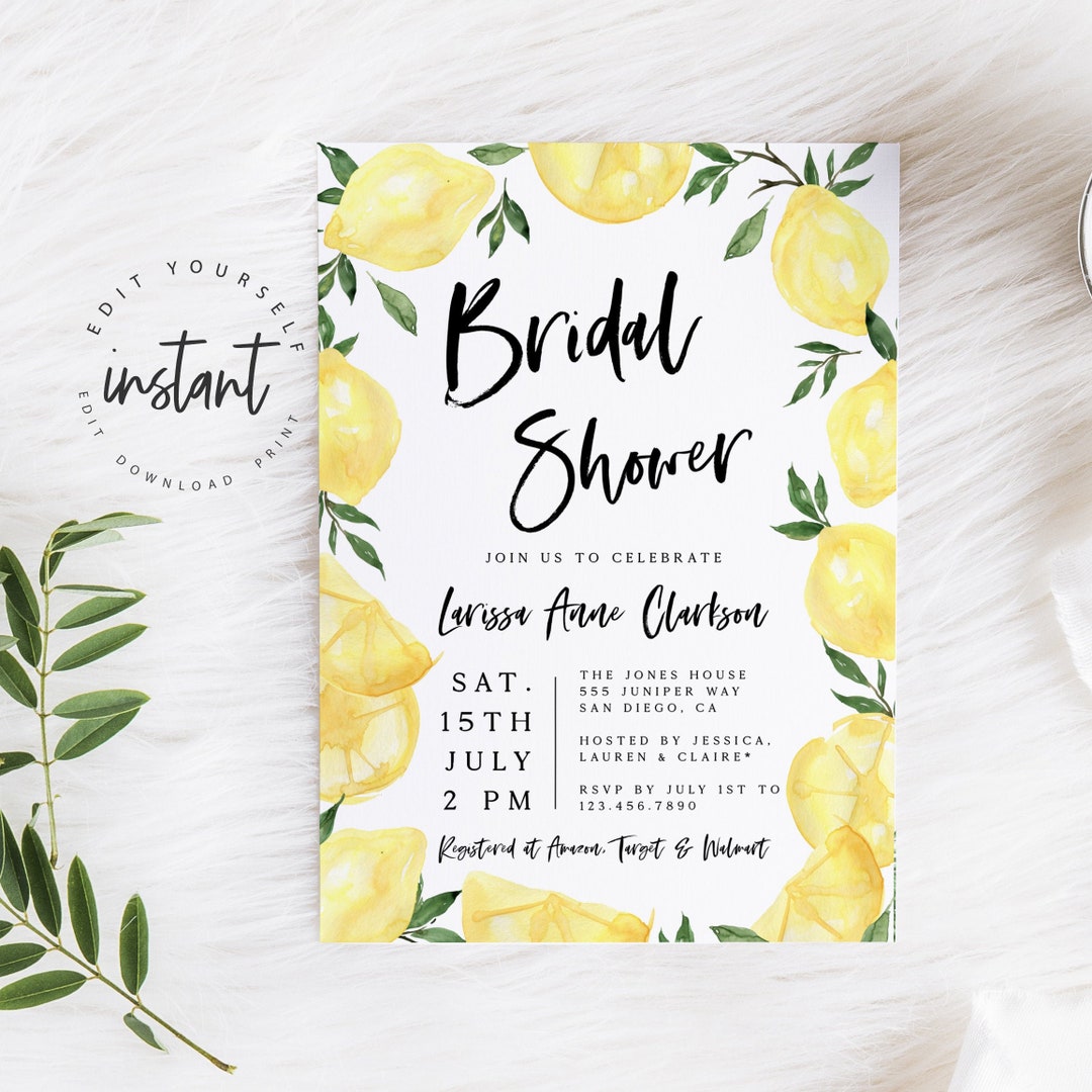 Lemon Bridal Shower Invitation | Editable Bridal Shower or Engagement ...