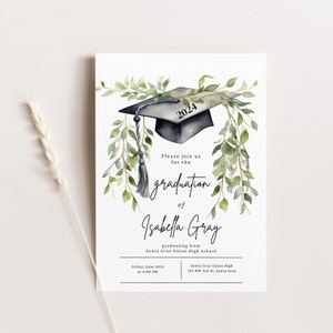 Greenery Graduation Poster, Graduation Welcome Sign Template ...
