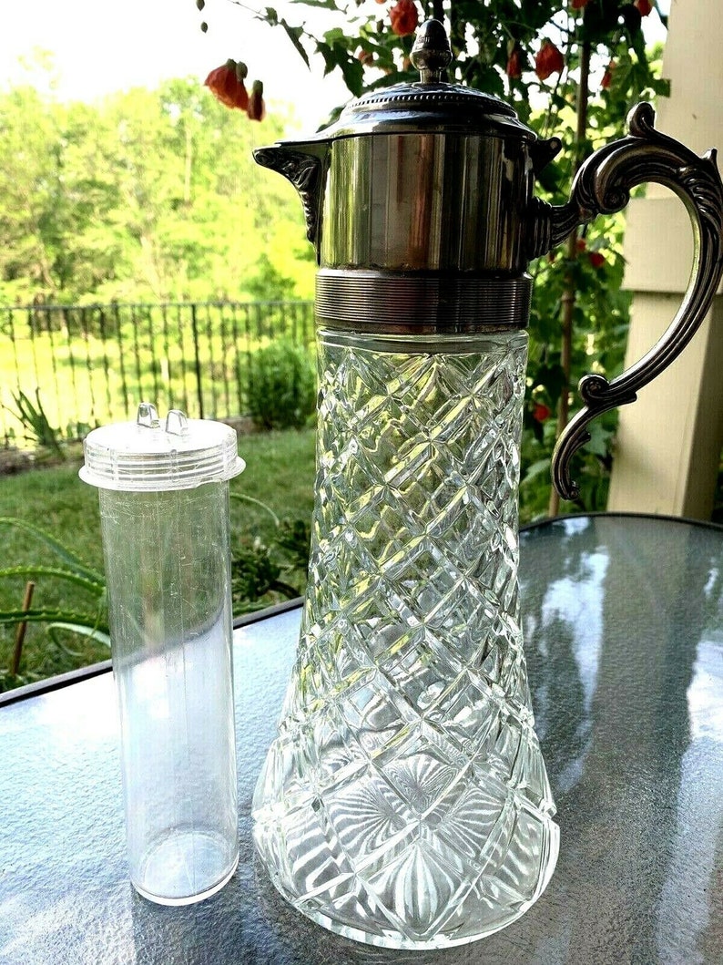 VTG Lead Crystal Wine/water Pitcher With Silver Lead and Handle 12 ...