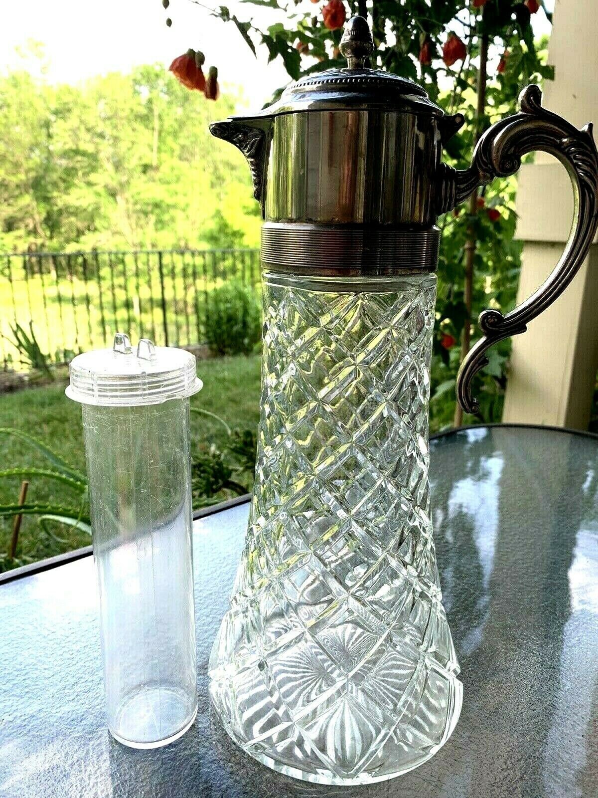 VTG Lead Crystal Wine/water Pitcher With Silver Lead and Handle 12 ...