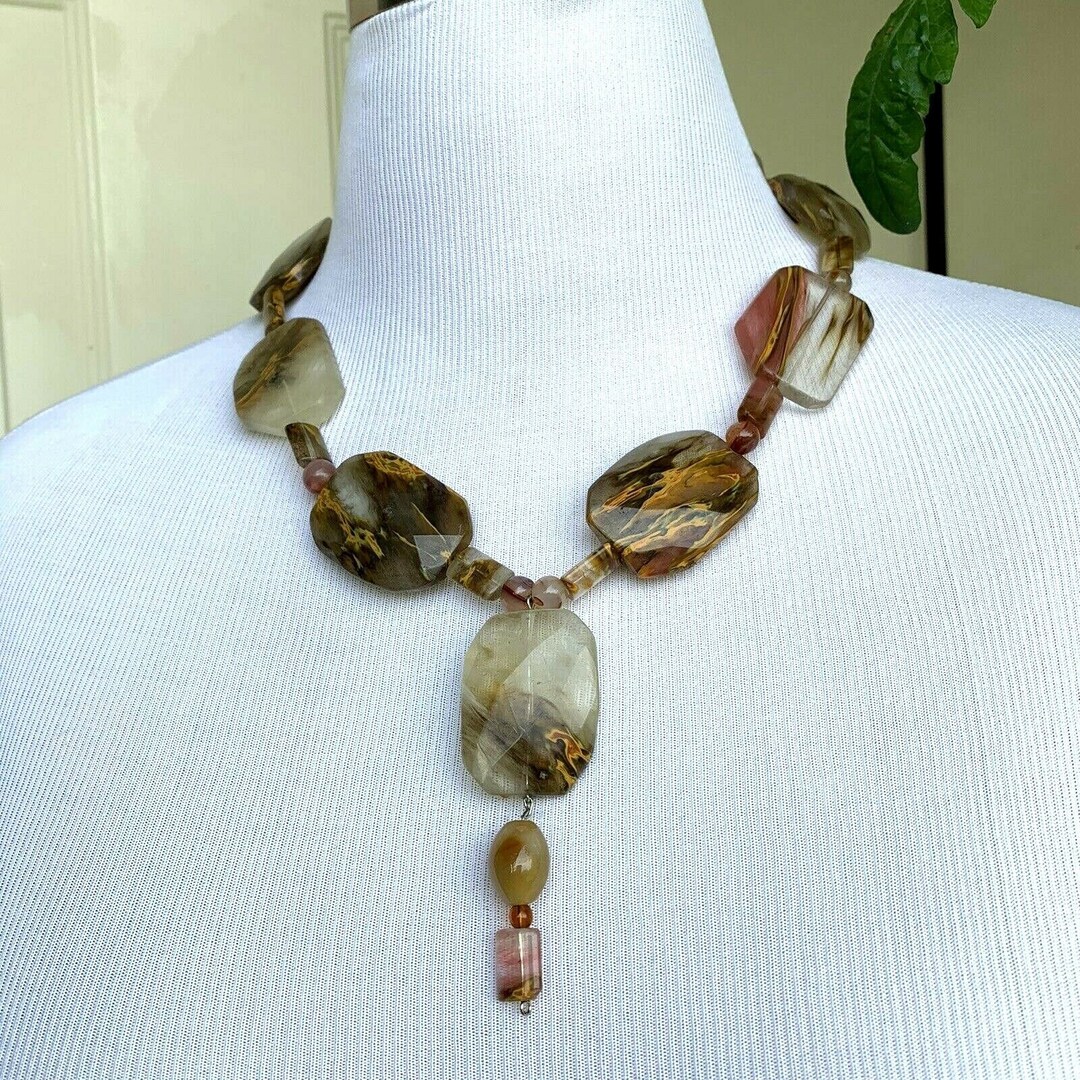 Delicate Brown Fire Cherry Quartz Neckless 21'' - Etsy