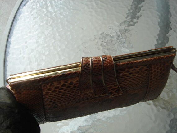 Vintage genuine snake skin clutch with detachable str… - Gem