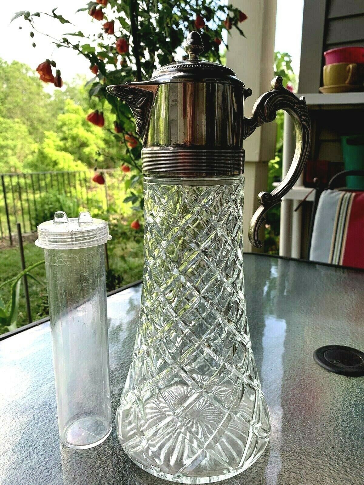 VTG Lead Crystal Wine/water Pitcher With Silver Lead and Handle 12 ...