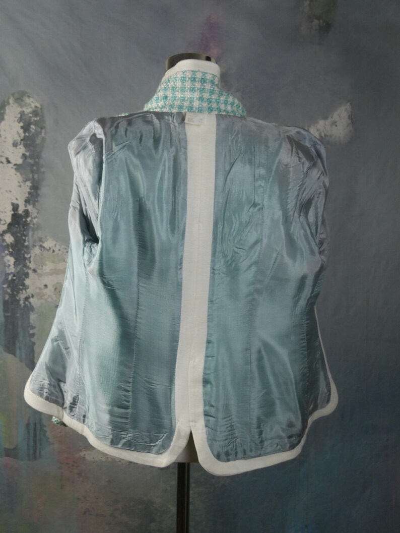 Turquoise Blazer, 80s French Vintage Check Jacket, Size 8 USA, 12 UK - Etsy