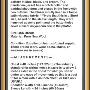 Vintage Houndstooth Blazer, 1980s Soft Wool Single-breasted Blue Black ...