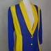 Blue and Yellow Blazer, Lined Semi-sheer Lightweight Rayon Jacket, 90s ...