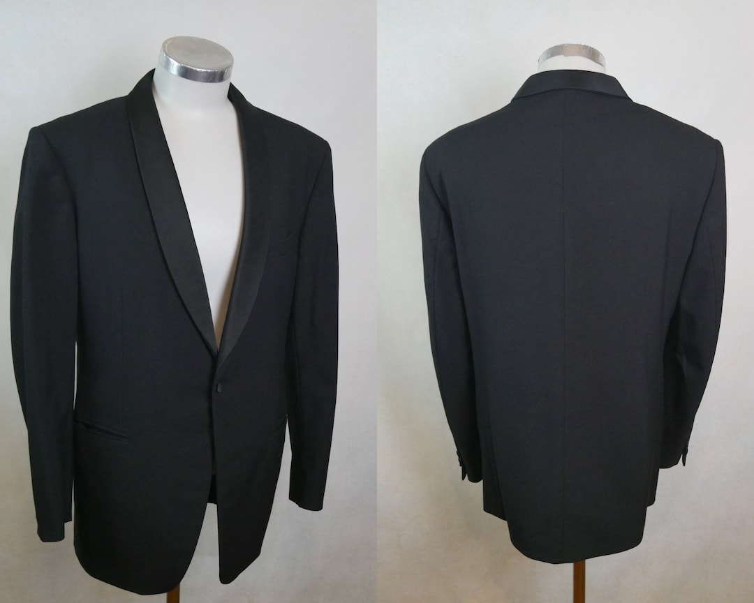 Tuxedo Jacket, 80s German Vintage Formal Black Smoking Dinner Blazer ...