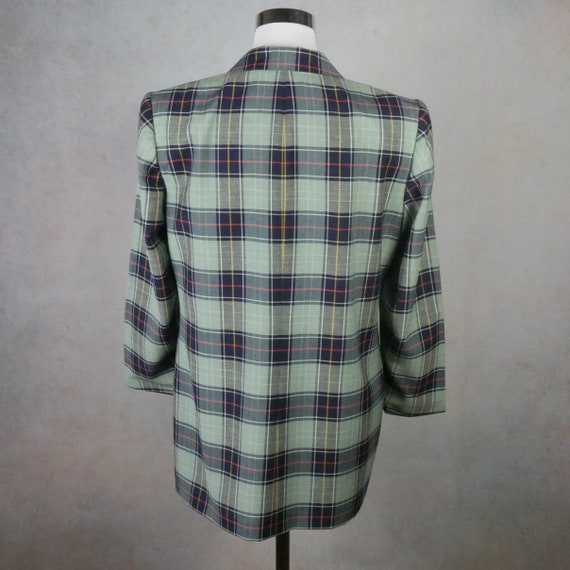 Green & Blue Plaid Blazer, 80s Vintage Tartan Jacket - Gem